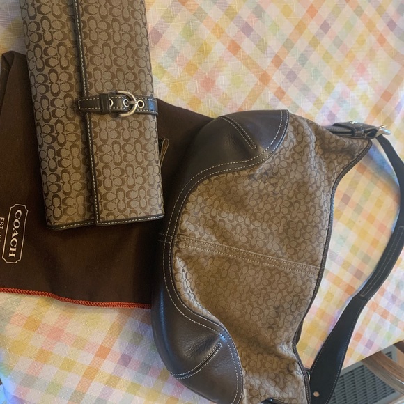 Coach | Bags | Coach Beigebrown Sign Canvasleather Bagwallet | Poshmark